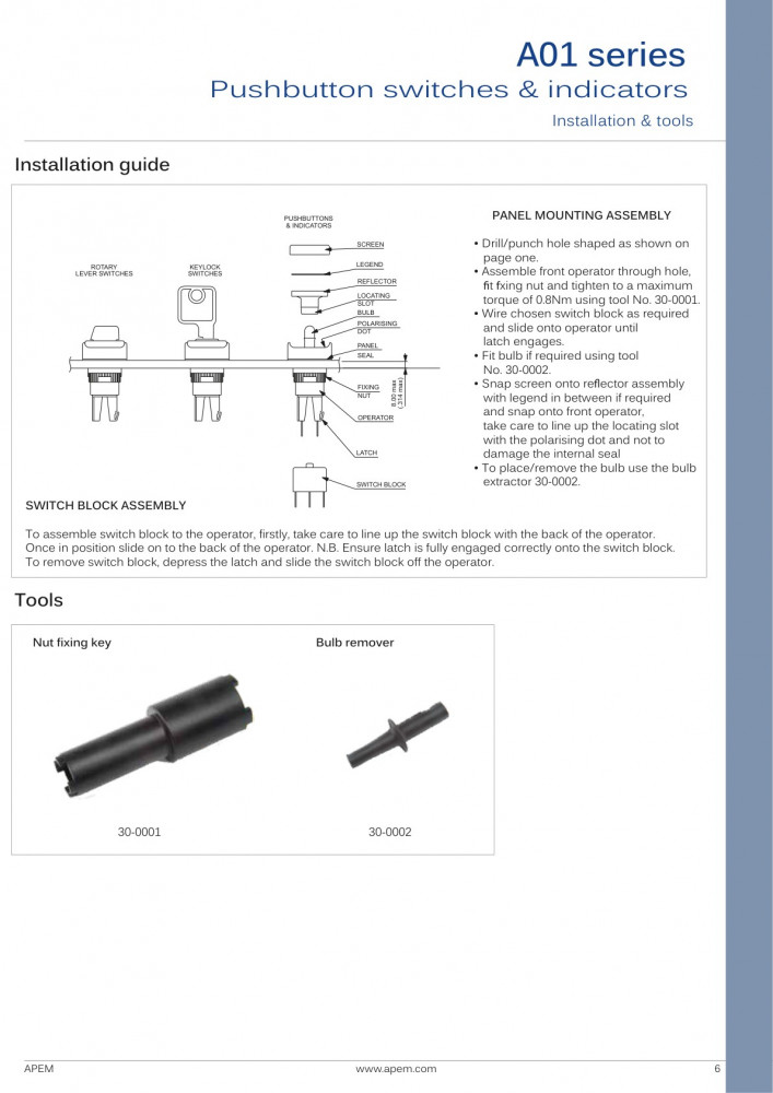 APEM A01 series datasheet page 6