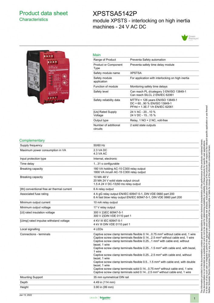 XPSTSA5142P technical document page 1