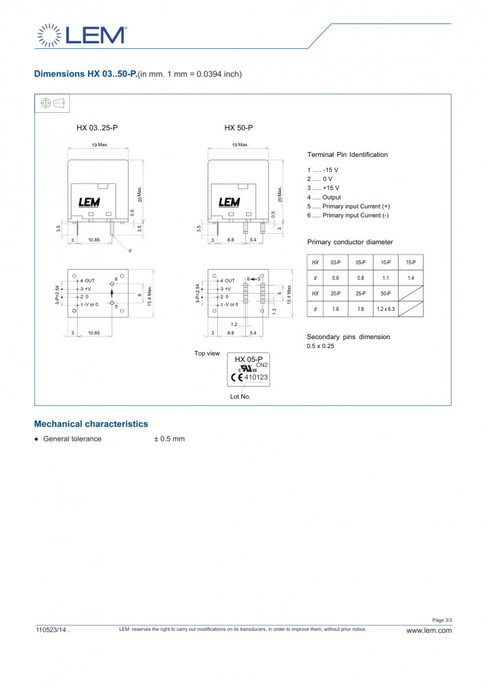 LEM HX 15-P datasheet page 3