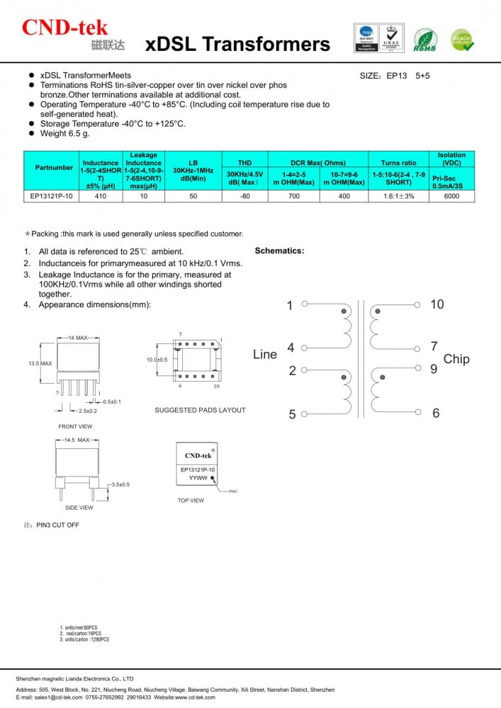 EP13121P-10 technical document page