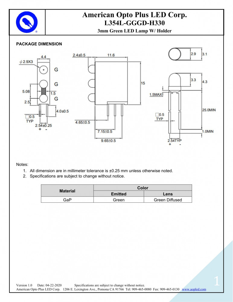 L354L-GGGD-H330 datasheet page 1