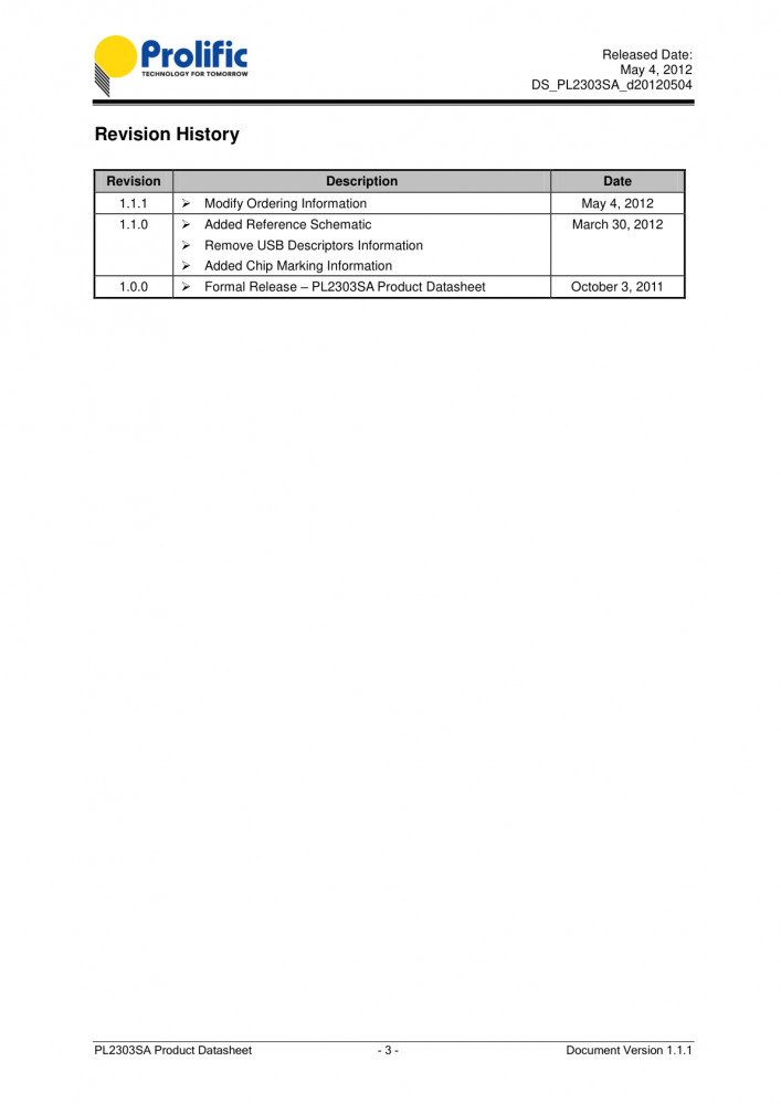 PL2303SA datasheet page 3