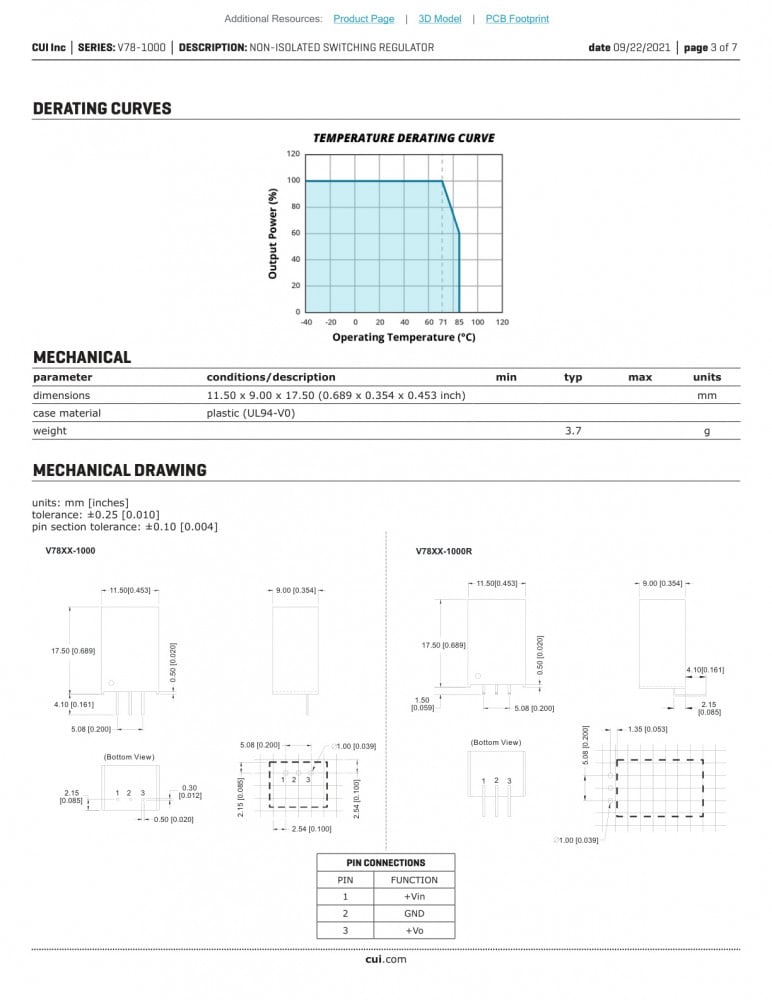 CUI V7803-1000 datasheet page 3