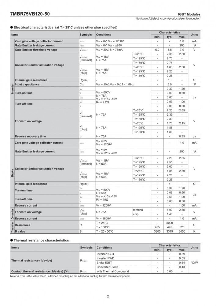 7MBR75VB120-50 datasheet page 2