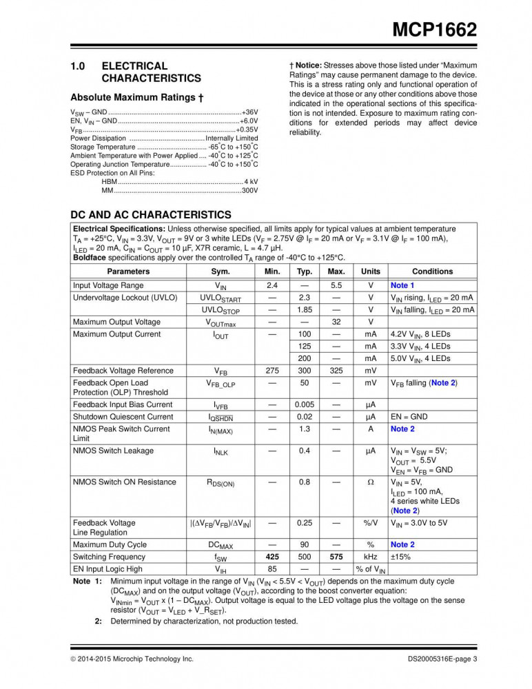 MCP1662 technical document page 3