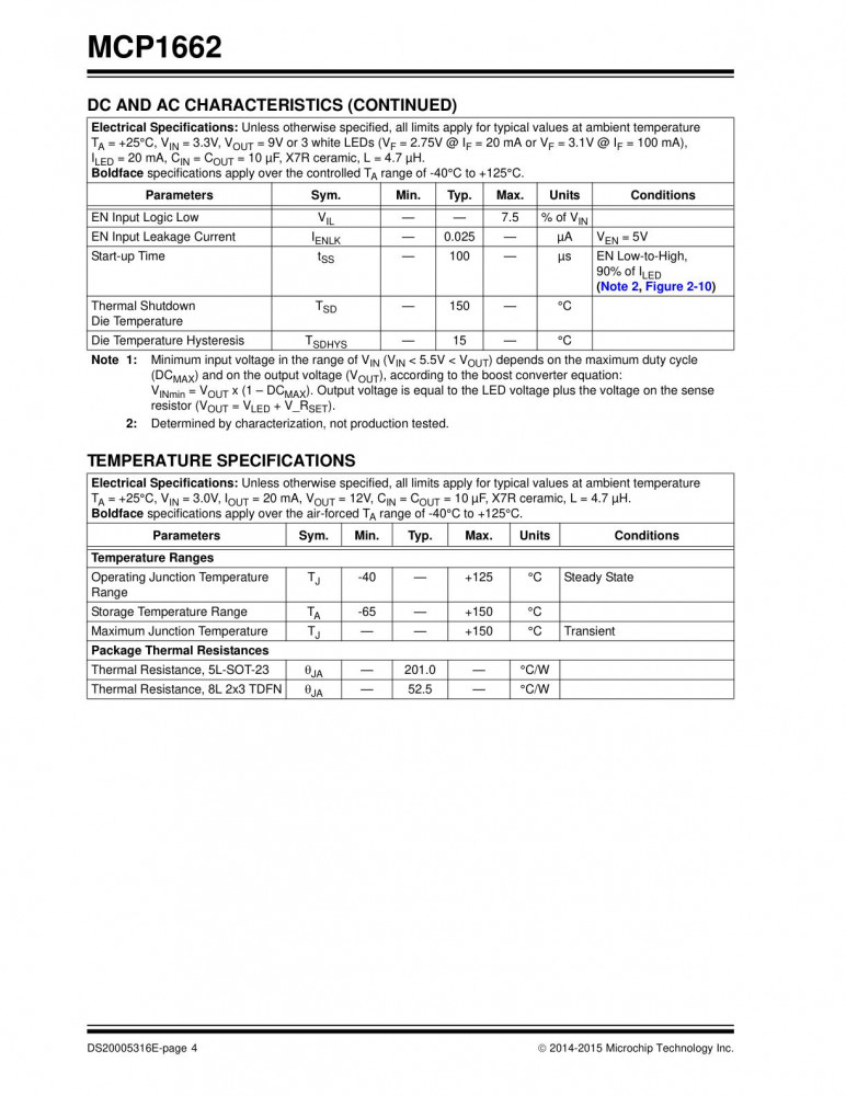 MCP1662 technical document page 4