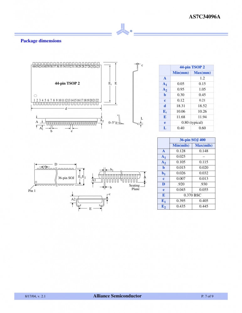 AS7C34096A datasheet page 7