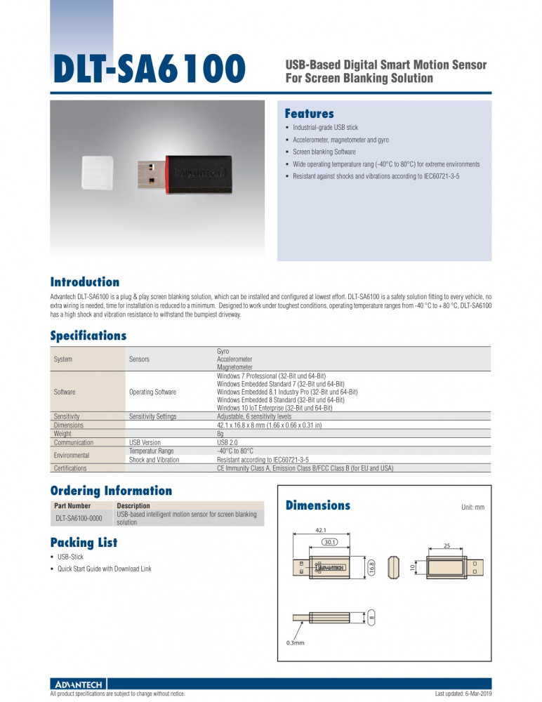 DLT-SA6100 product documentation page