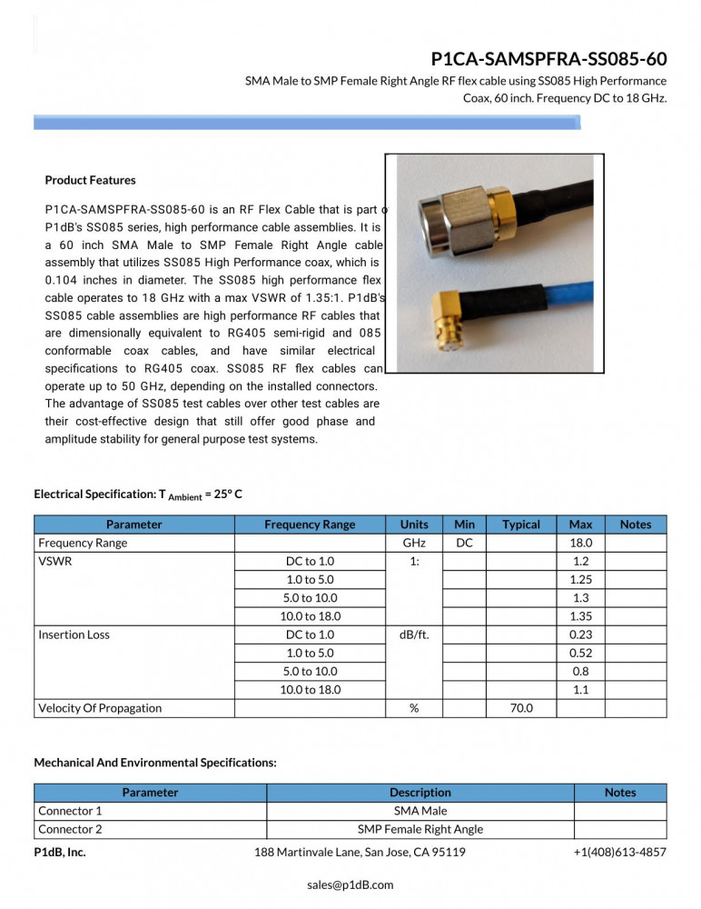 P1CA-SAMSPFRA-SS085-60 technical document page 1