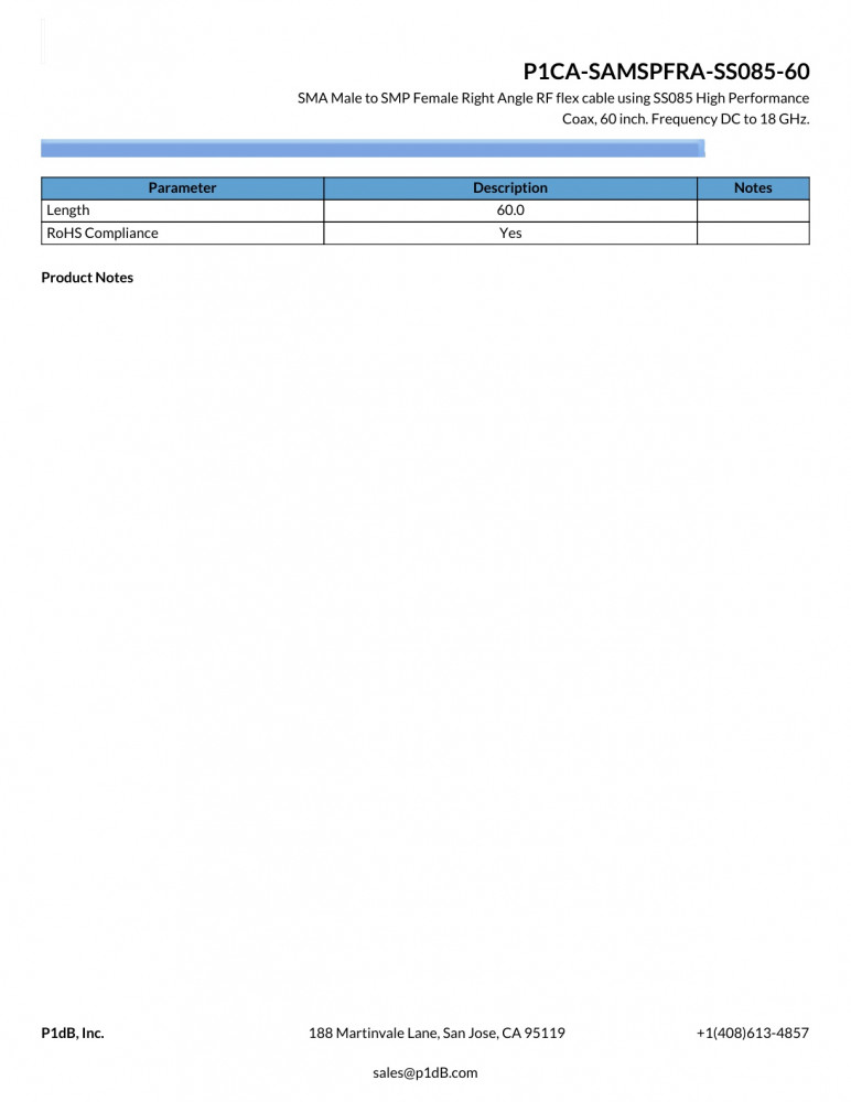 P1CA-SAMSPFRA-SS085-60 technical document page 2