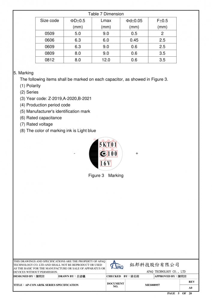APAQ specification page 5