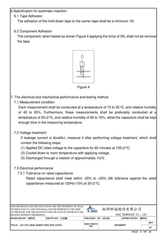 APAQ specification page 6