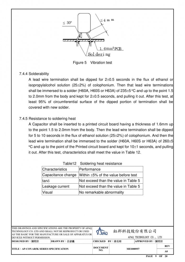 APAQ specification page 9