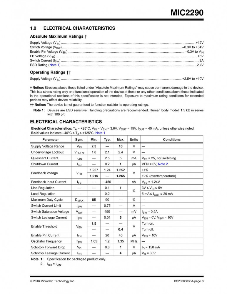 MIC2290 technical document page 3