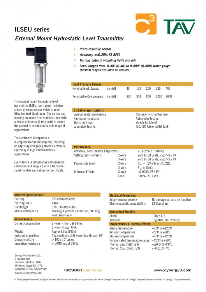 ILSEU hydrostatic level transmitter technical document page 1