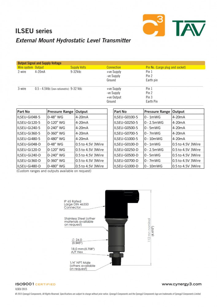 ILSEU hydrostatic level transmitter technical document page 2