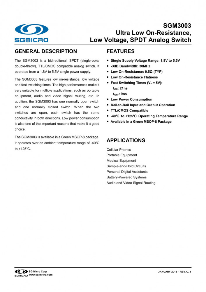 SGM3003 datasheet page 1