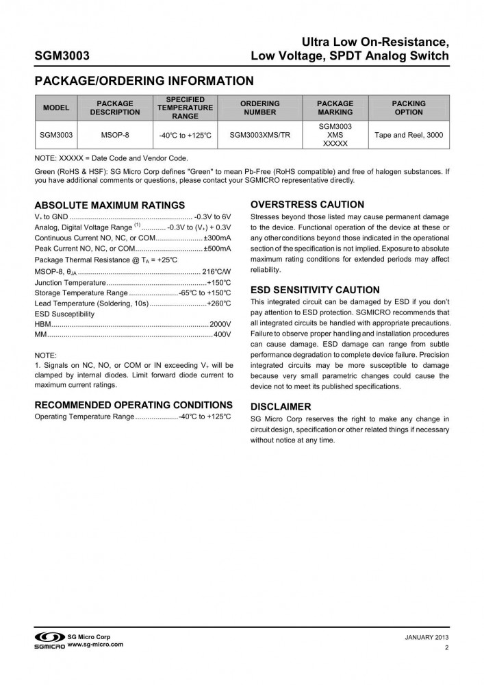 SGM3003 datasheet page 2