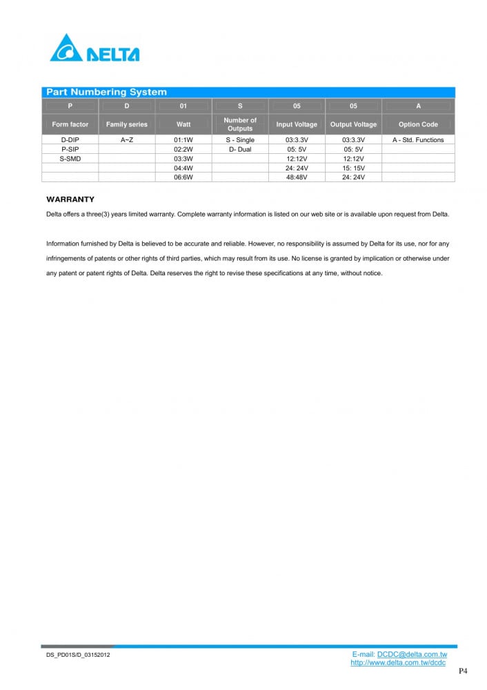 DELTA PD01D2412A datasheet page 4
