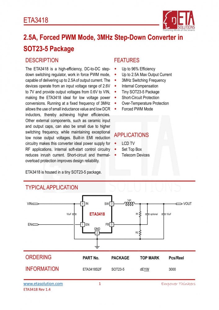 ETA3418S2F datasheet page 1