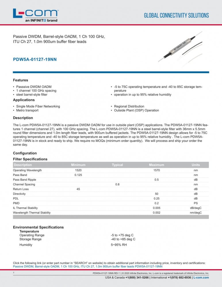 PDW5A-01127-19NN product specification page