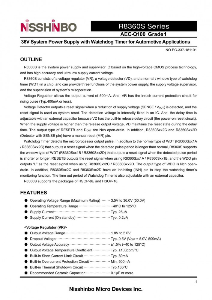 R8360S datasheet page 1