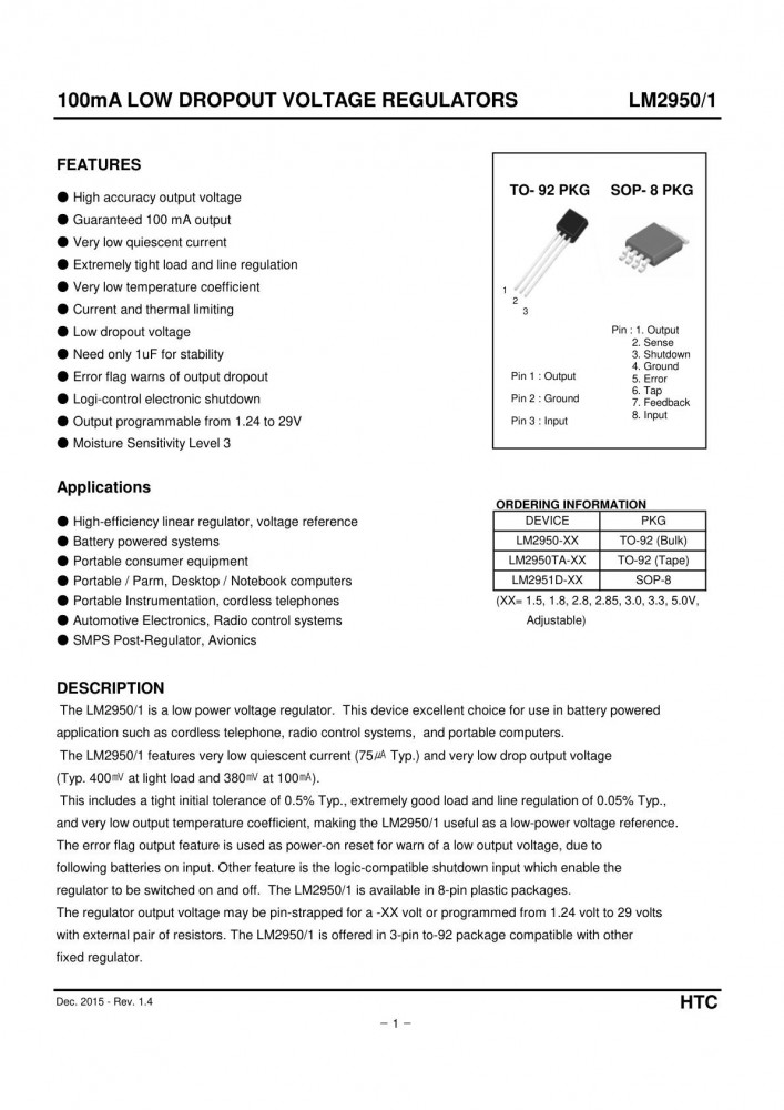 LM2950 datasheet page 1