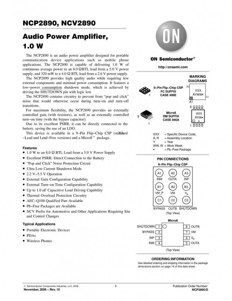 NCP2890 datasheet page 1