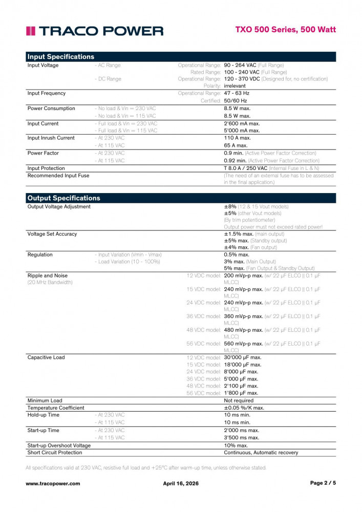 TXO 500 technical document page 2