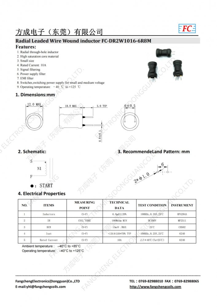 FC-DR2W1016-6R8M technical document page 1