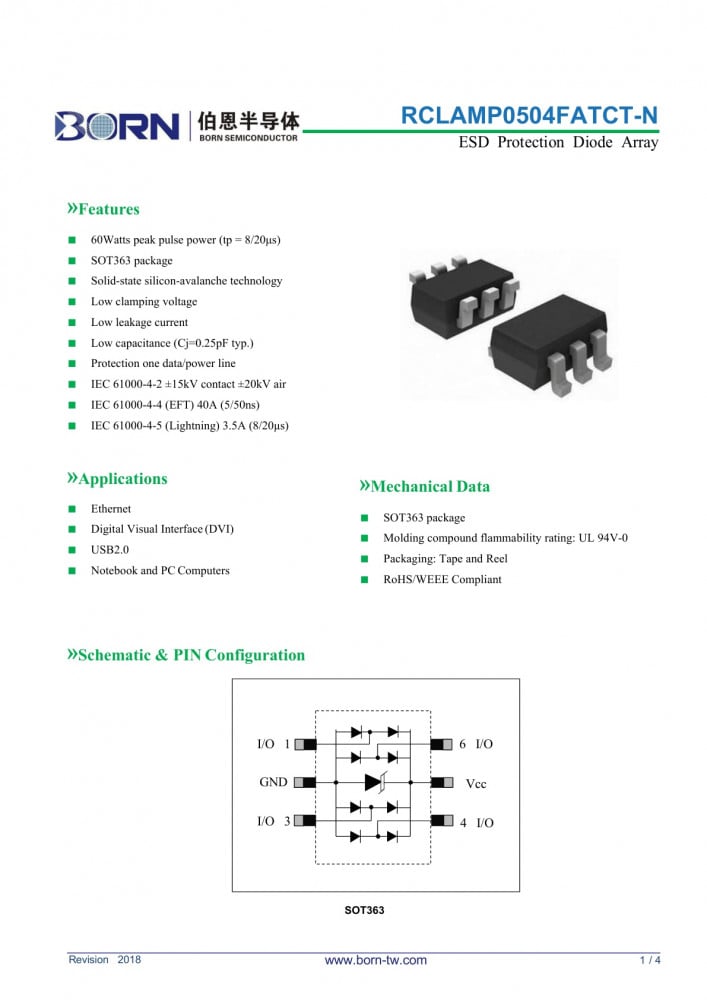 RCLAMP0504FATCT-N datasheet page 1