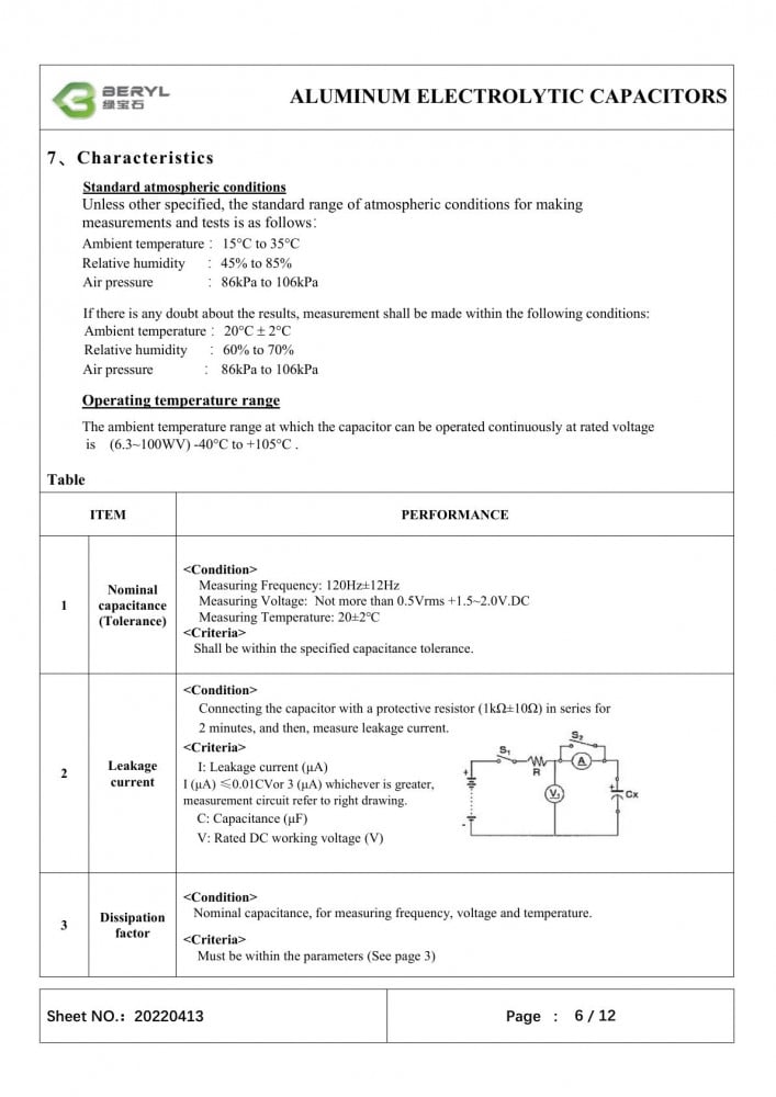 BERYL specification sheet page 6