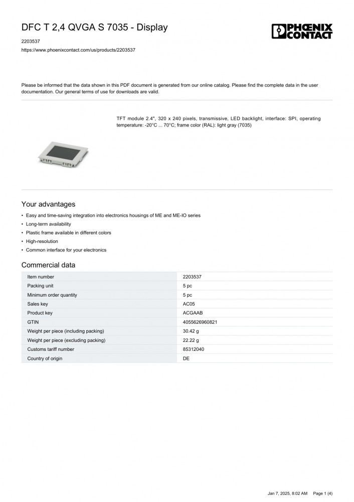 Phoenix Contact 2203537 document page 1