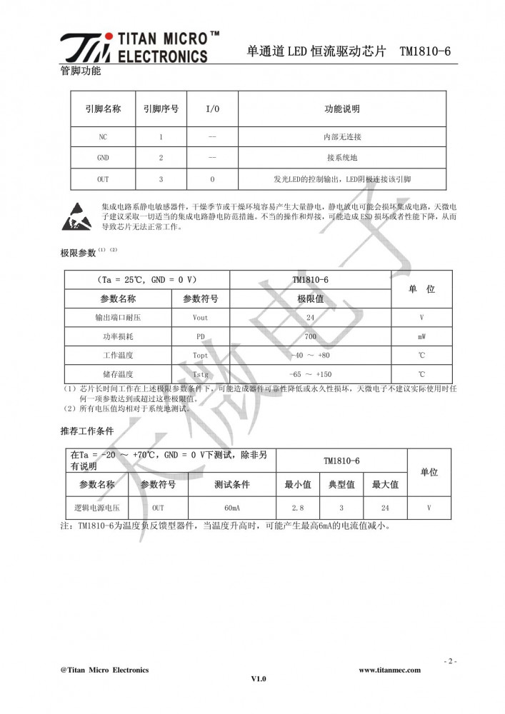 TM1810-6 datasheet page 2