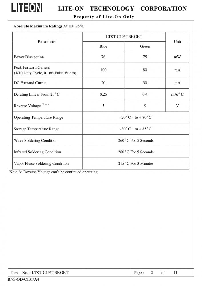 LTST-C195TBKGKT datasheet page 3
