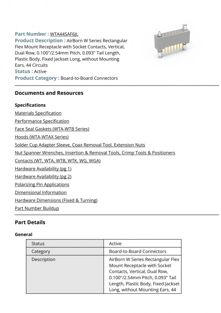 WTA44SAF6JL technical document page 1