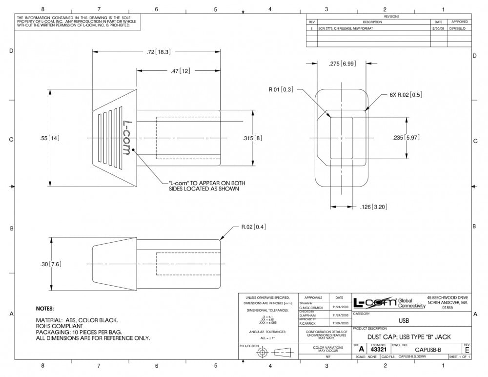 L-com CAPUSB-B technical documentation preview