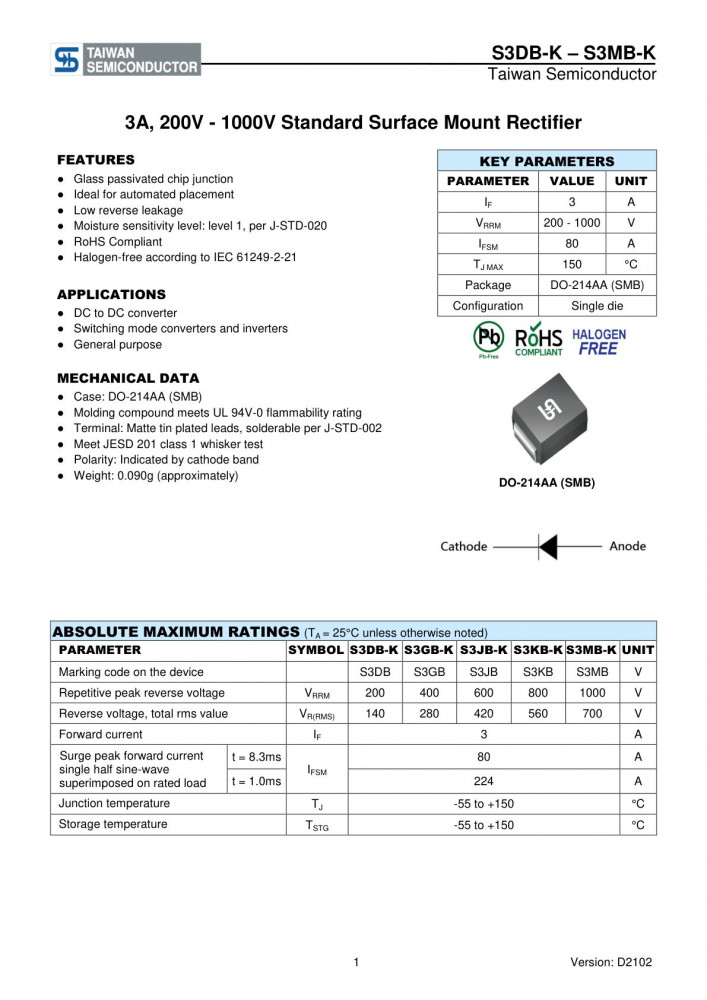 S3KB-K datasheet page 1