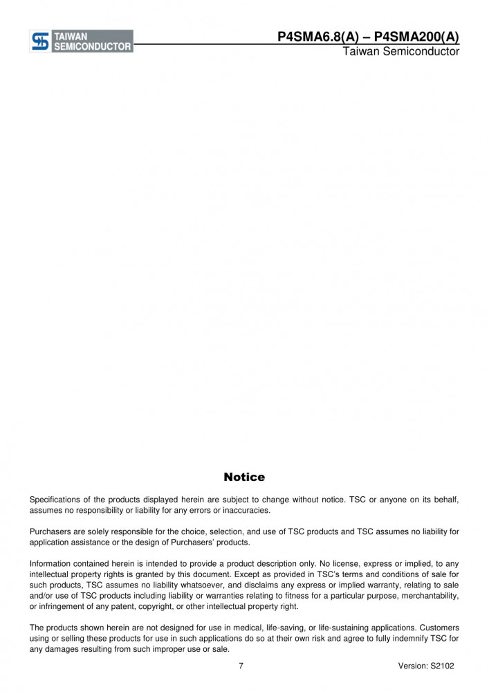P4SMA10A technical document page 7