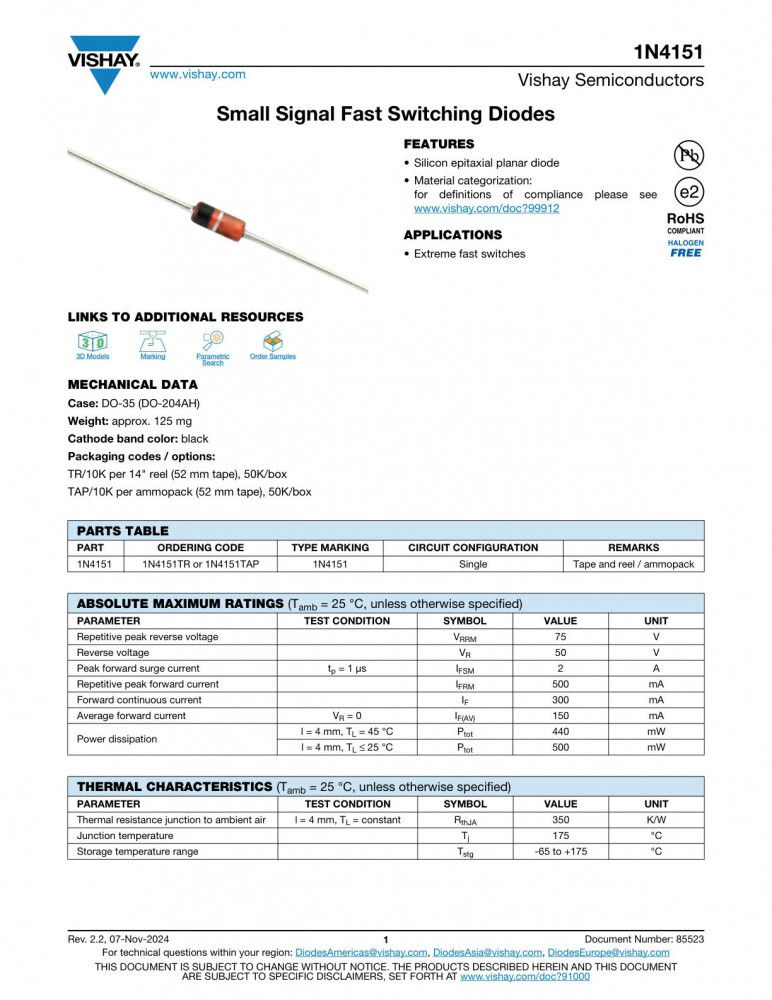 1N4151 datasheet page 1 preview
