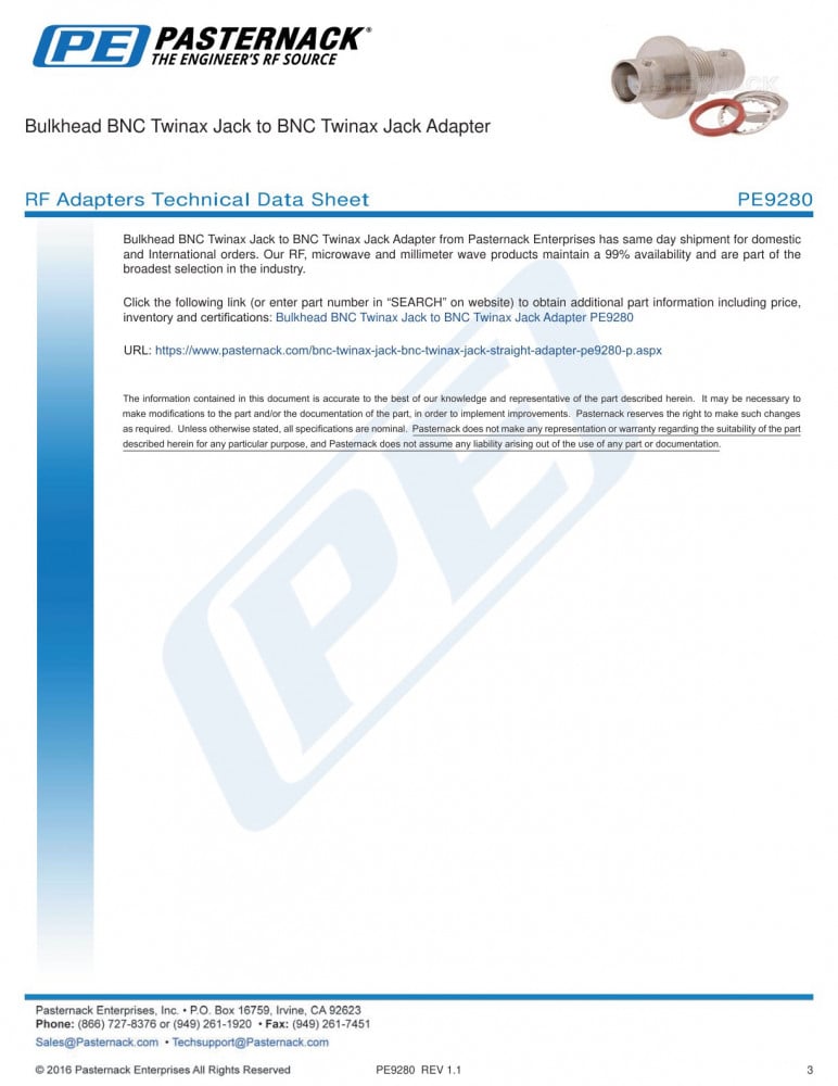 PE9280 technical datasheet page 3