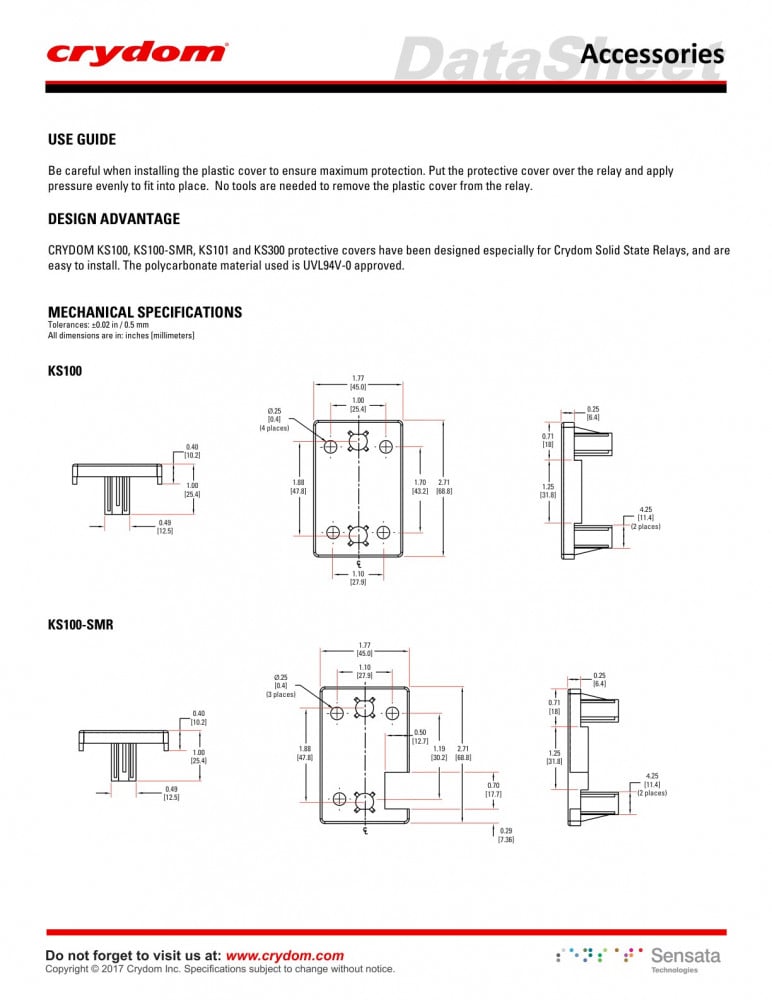 Sensata Crydom protective cover documentation page 2