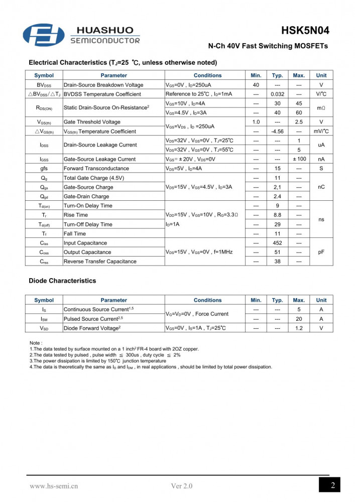 HSK5N04 datasheet page 2