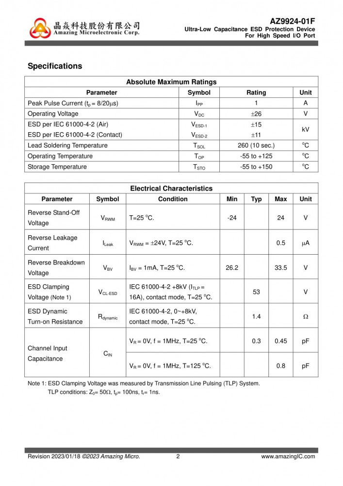 AZ9924-01F datasheet page 2