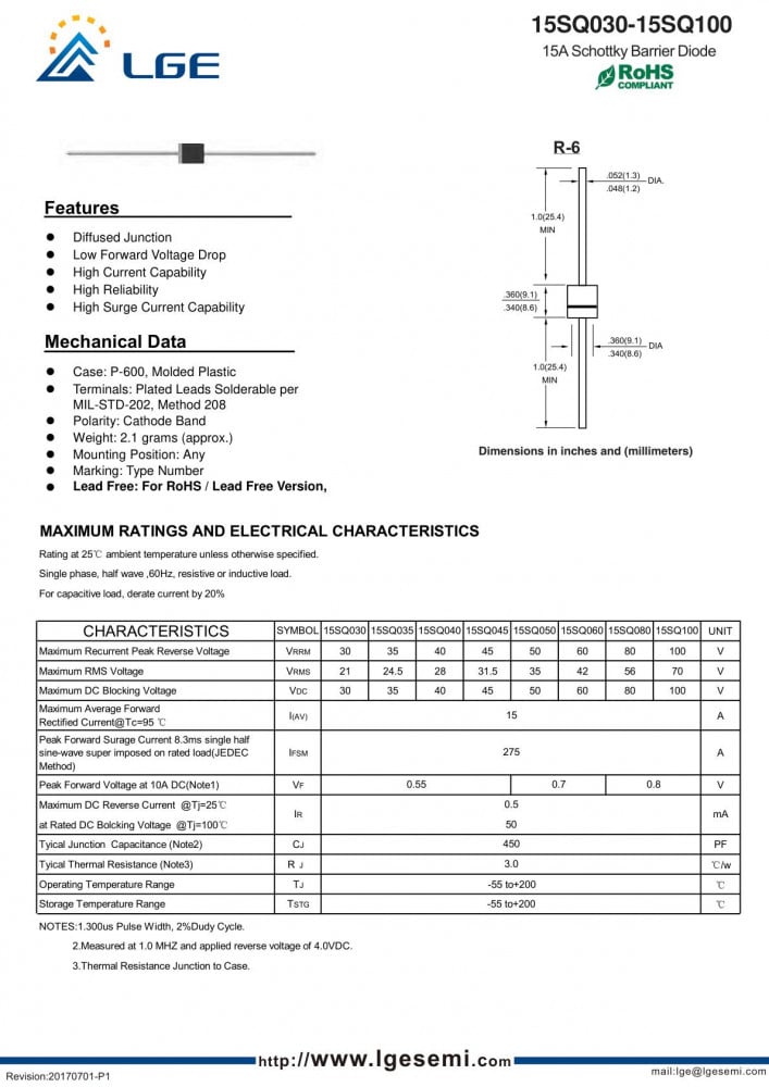 LGE 15SQ045 datasheet page 1