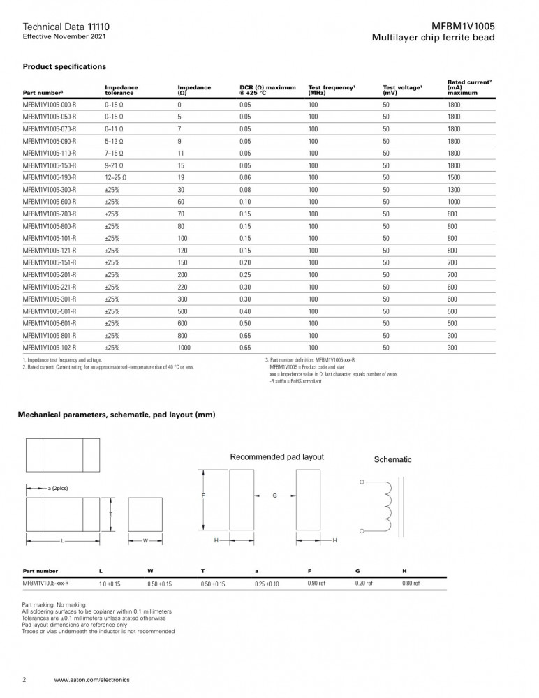 EATON MFBM1V1005 datasheet page 2