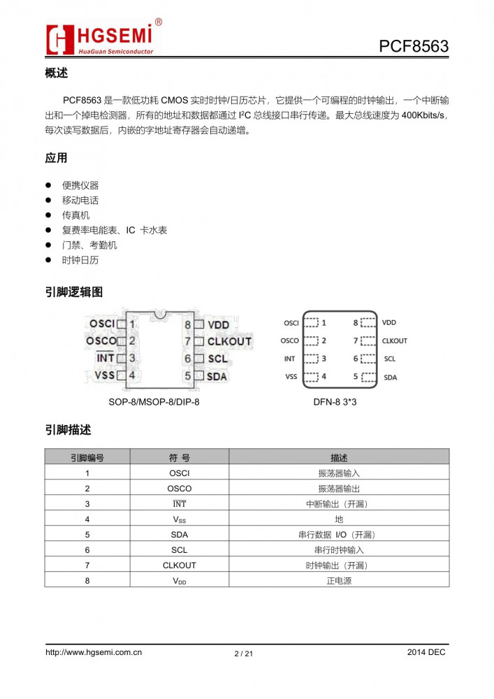 PCF8563MM/TR datasheet page 2