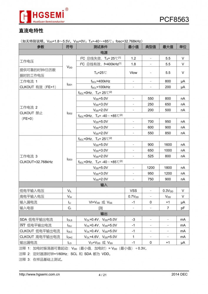 PCF8563MM/TR datasheet page 4