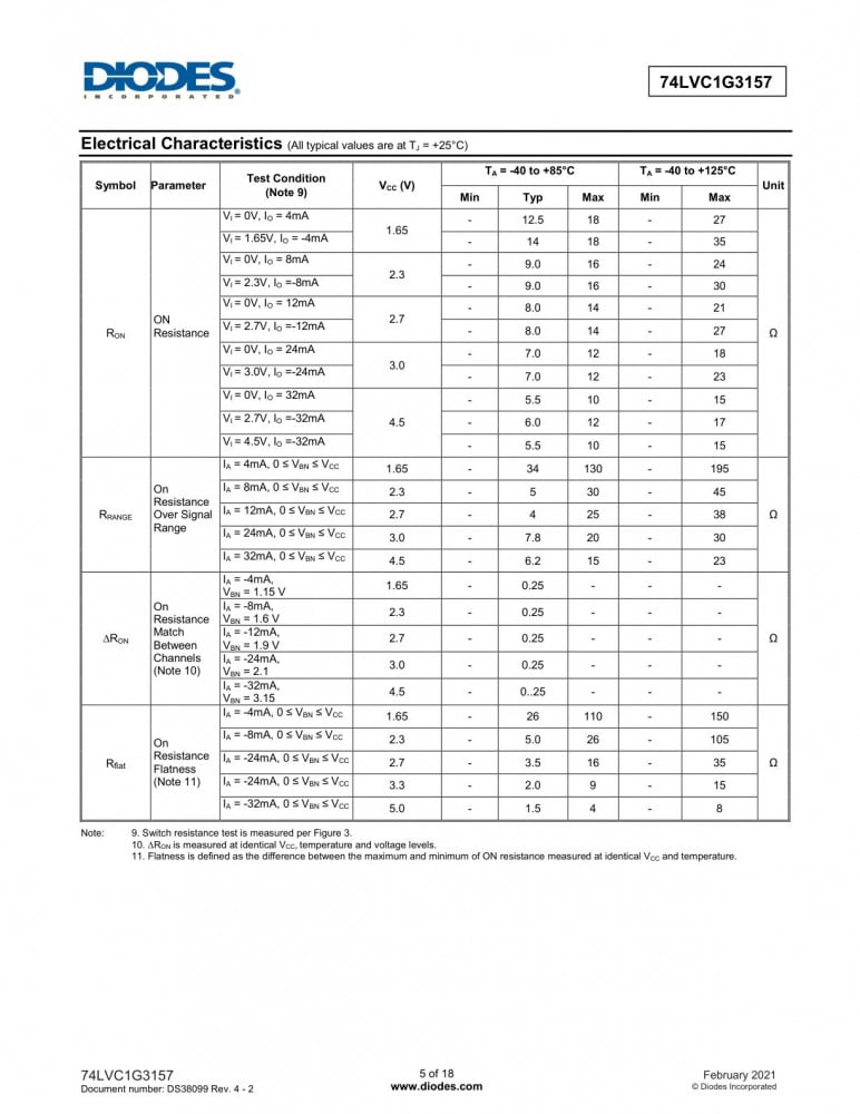 74LVC1G3157DW-7 datasheet page 5
