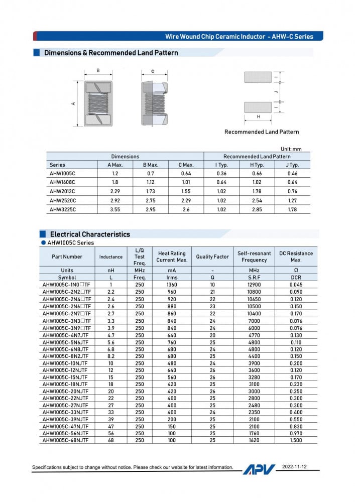 APV datasheet page 2